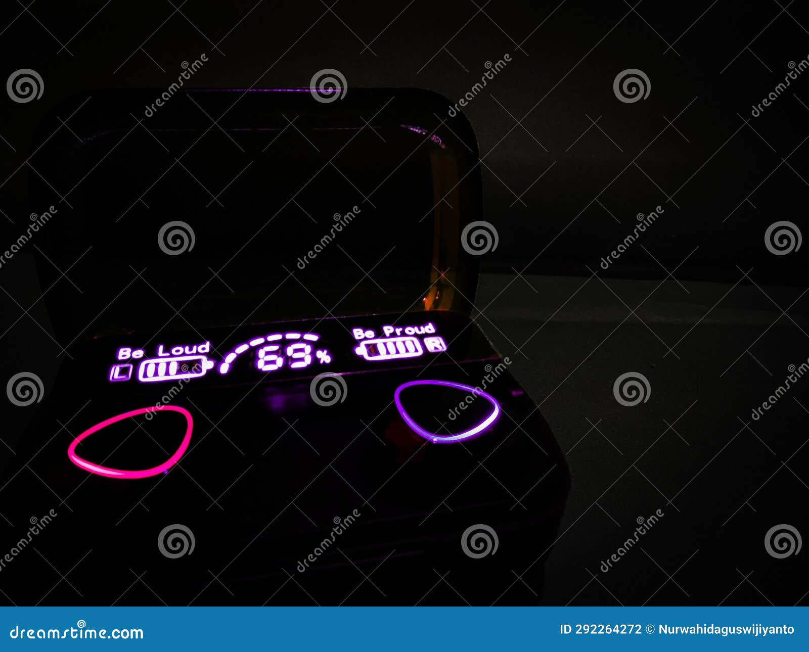 Charging Diagram for Bluetooth Headsets Stock Photo - Image of night ...