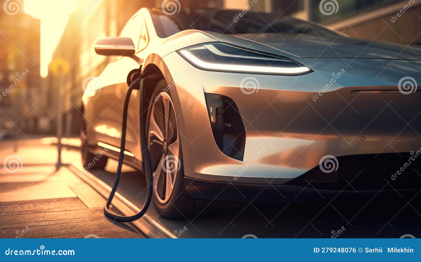 Charging Electric City Car. Electromobility and Ecology Stock ...