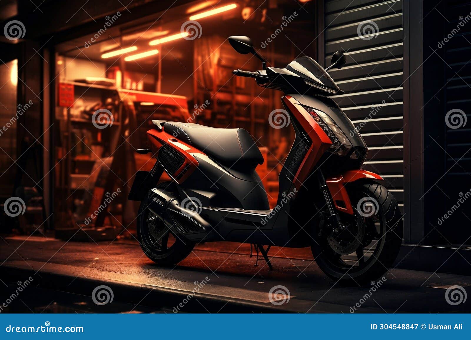 Charging Electric Scooter Garage Power-up, AI Stock Illustration ...