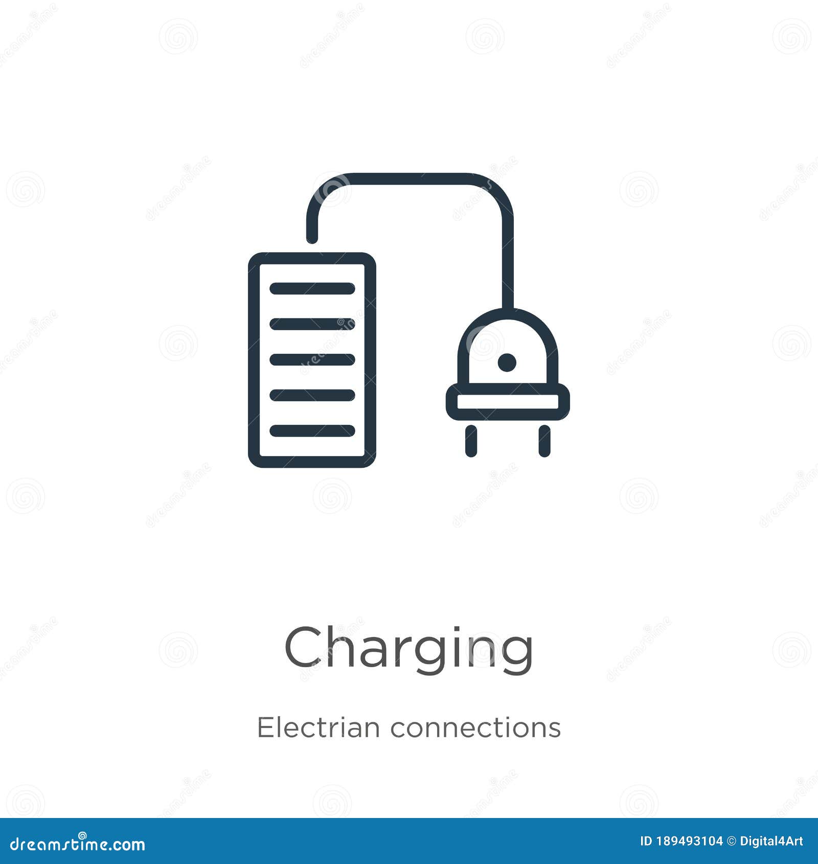 Charging Icon. Thin Linear Charging Outline Icon Isolated on White ...