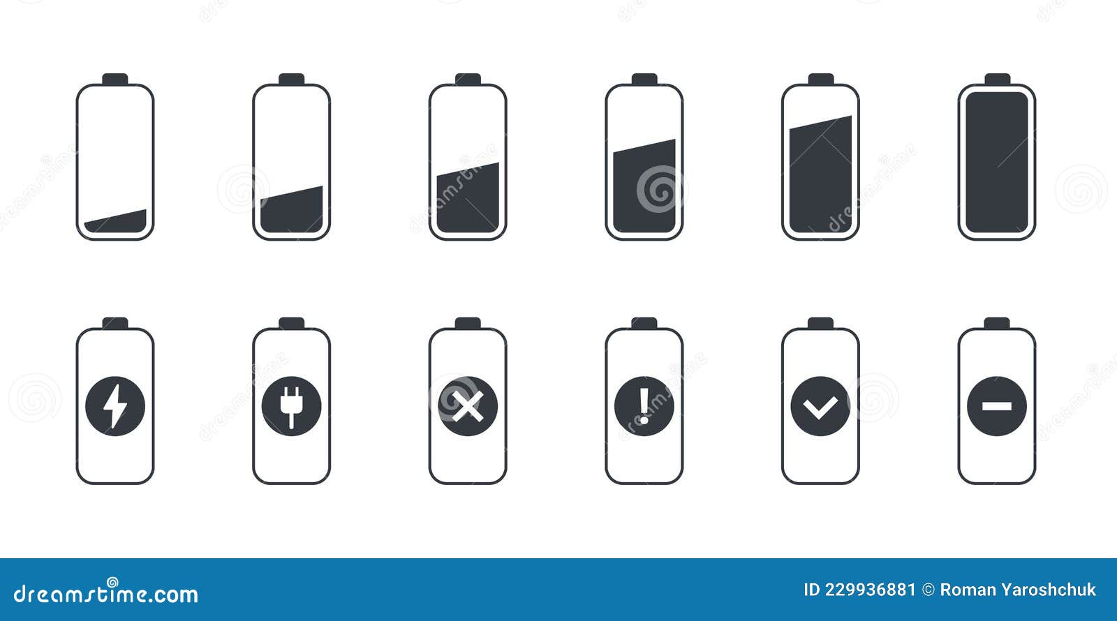 Charging Icons Set. Phone Charging Indicator. the Battery is Charging ...