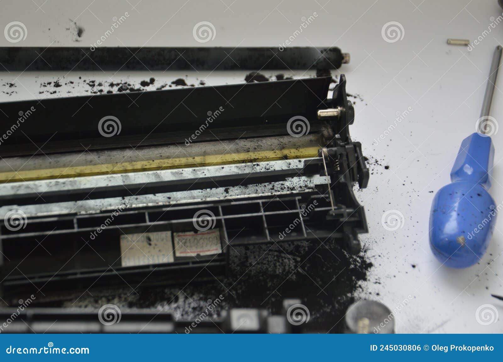 Charging the Laser Printer Cartridge with Toner Powder Stock Photo ...