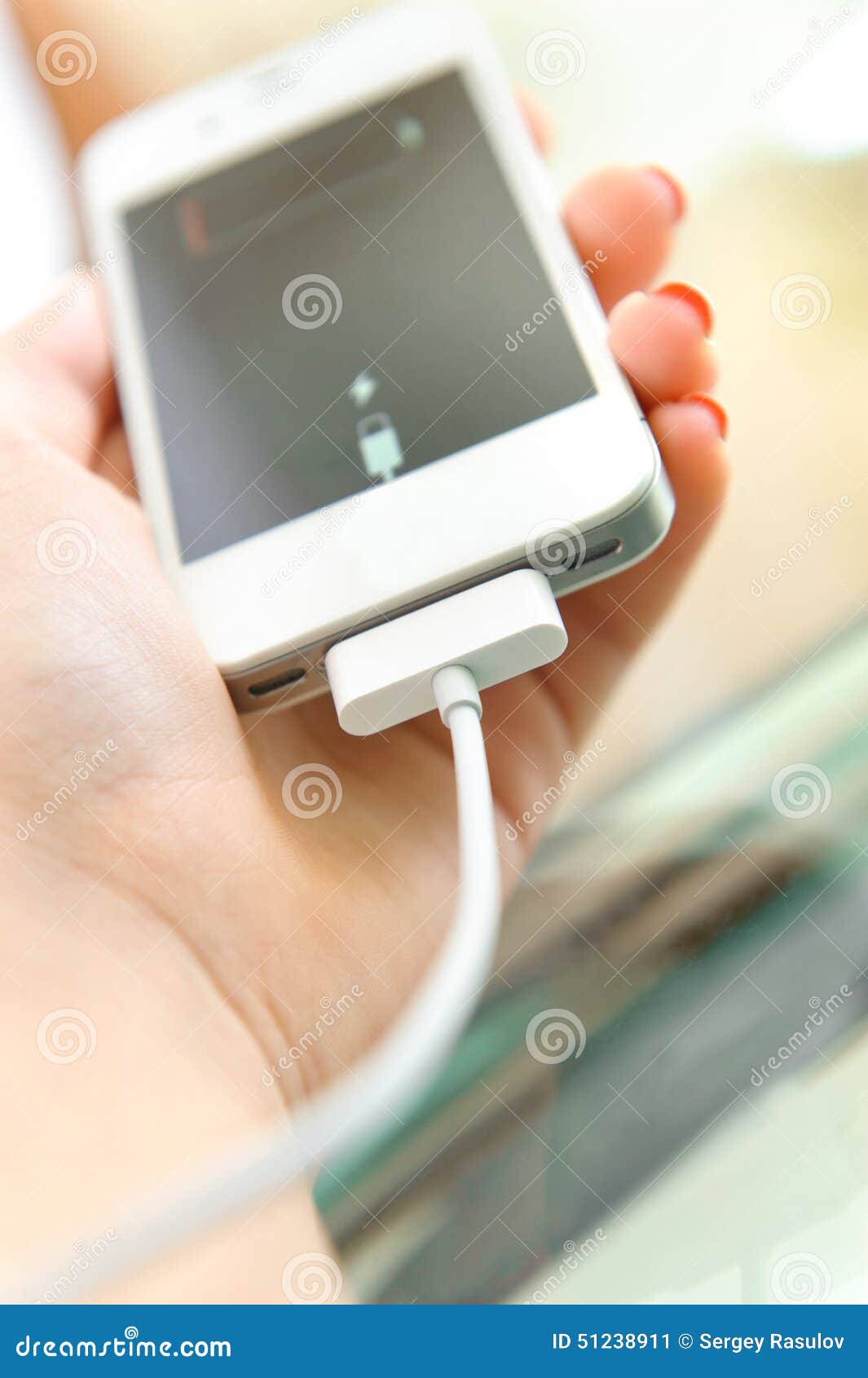Charging of mobile phone. stock image. Image of cable - 51238911