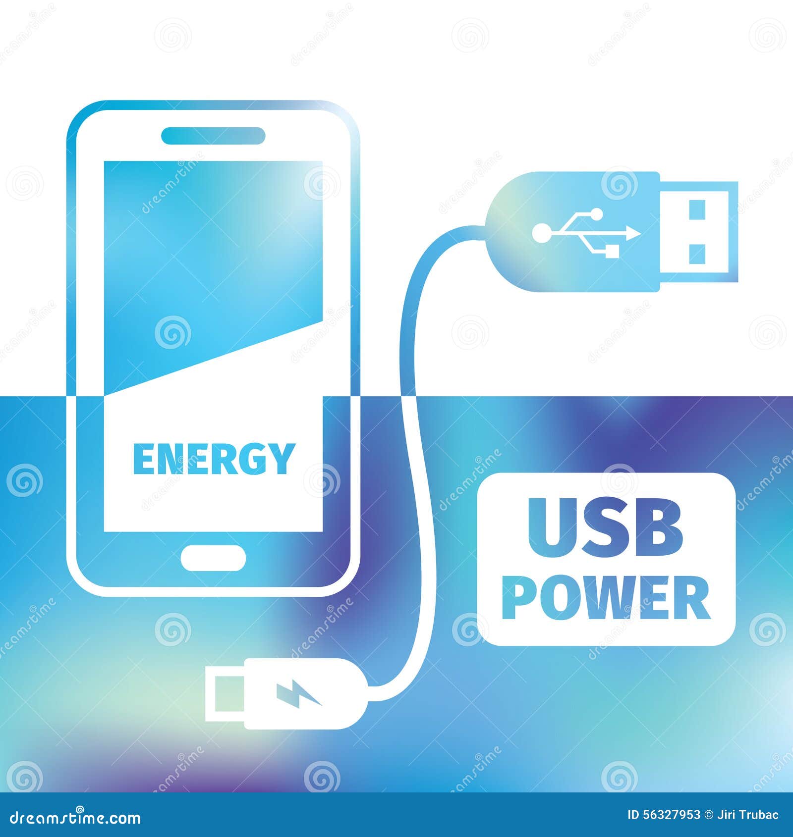 Charging Mobile Phone - USB Connection - Recharging Energy Stock Vector ...