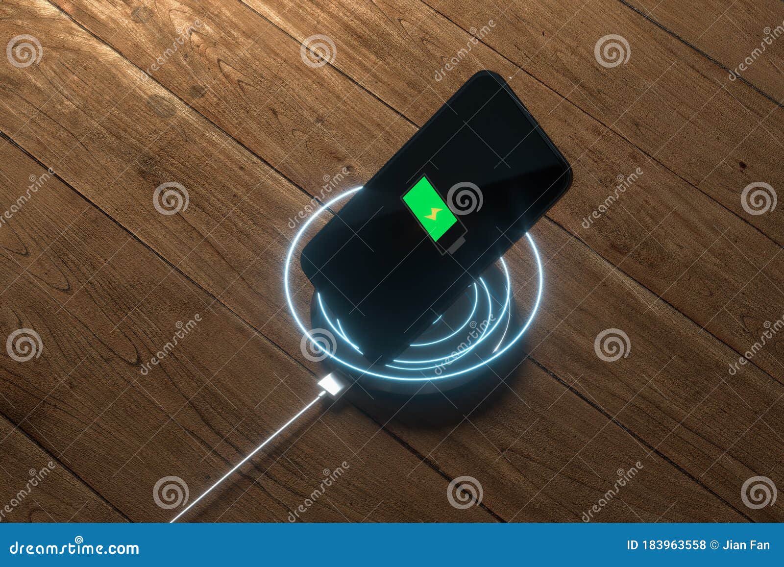 The Charging Mobile Phone with Wireless Charger, 3d Rendering Stock ...