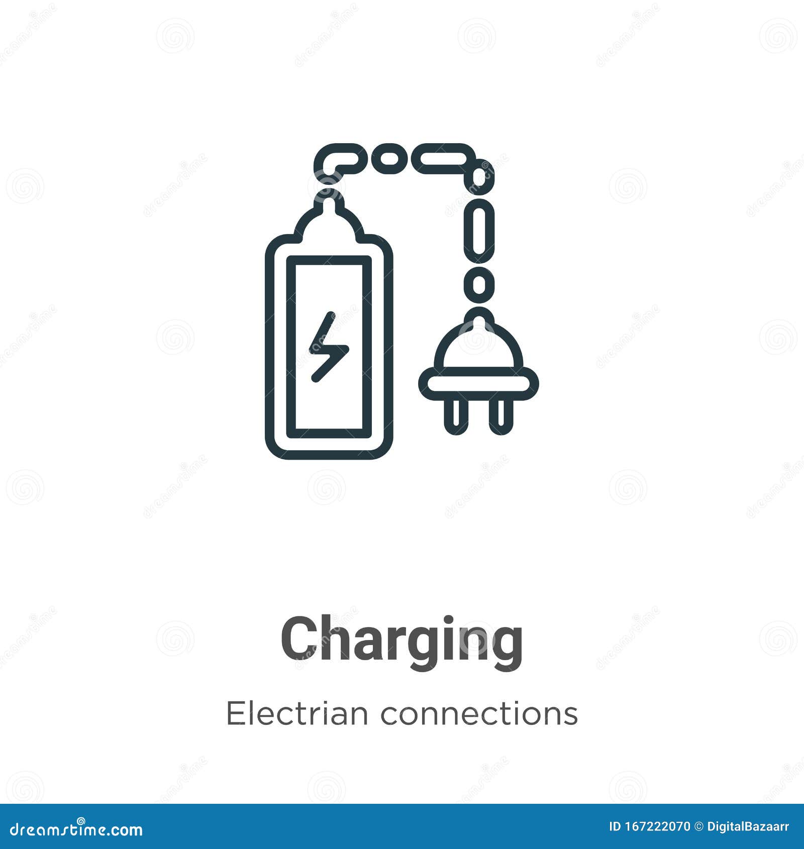 Charging Outline Vector Icon. Thin Line Black Charging Icon, Flat ...