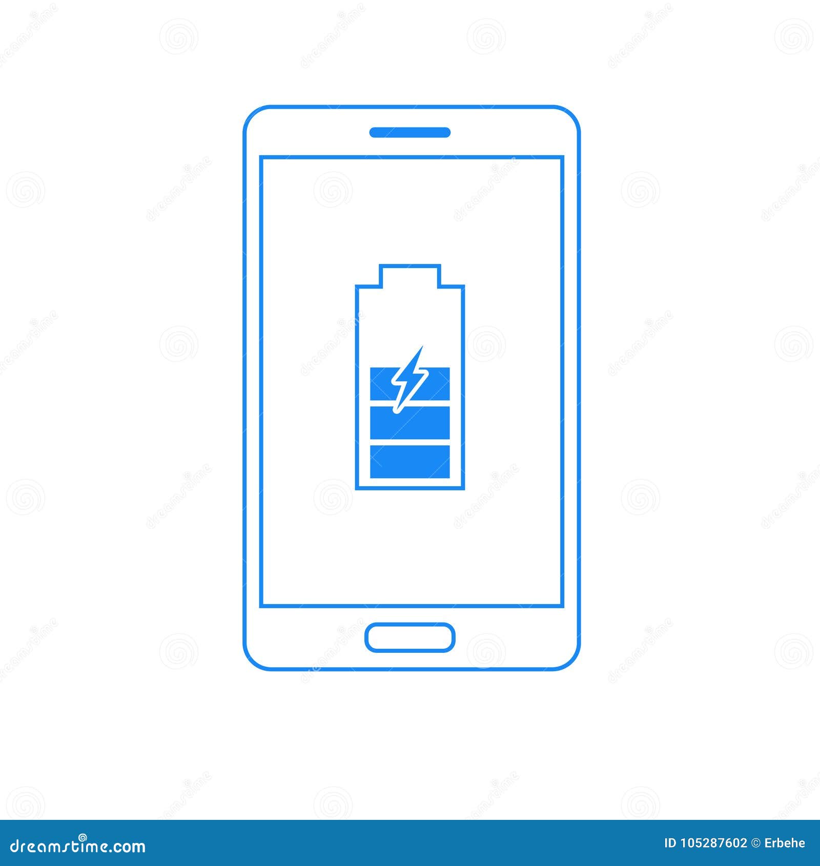 Charging the Phone. a Phone Icon with a Rechargeable Battery. Outline ...