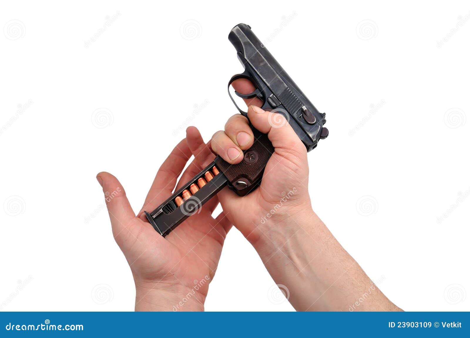 Man Charging A Pistol Stock Photography | CartoonDealer.com #12359816