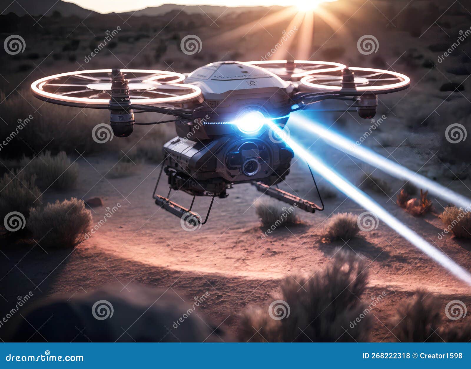 Charging a Quadcopter with a Laser Beam Concept. Stock Illustration ...