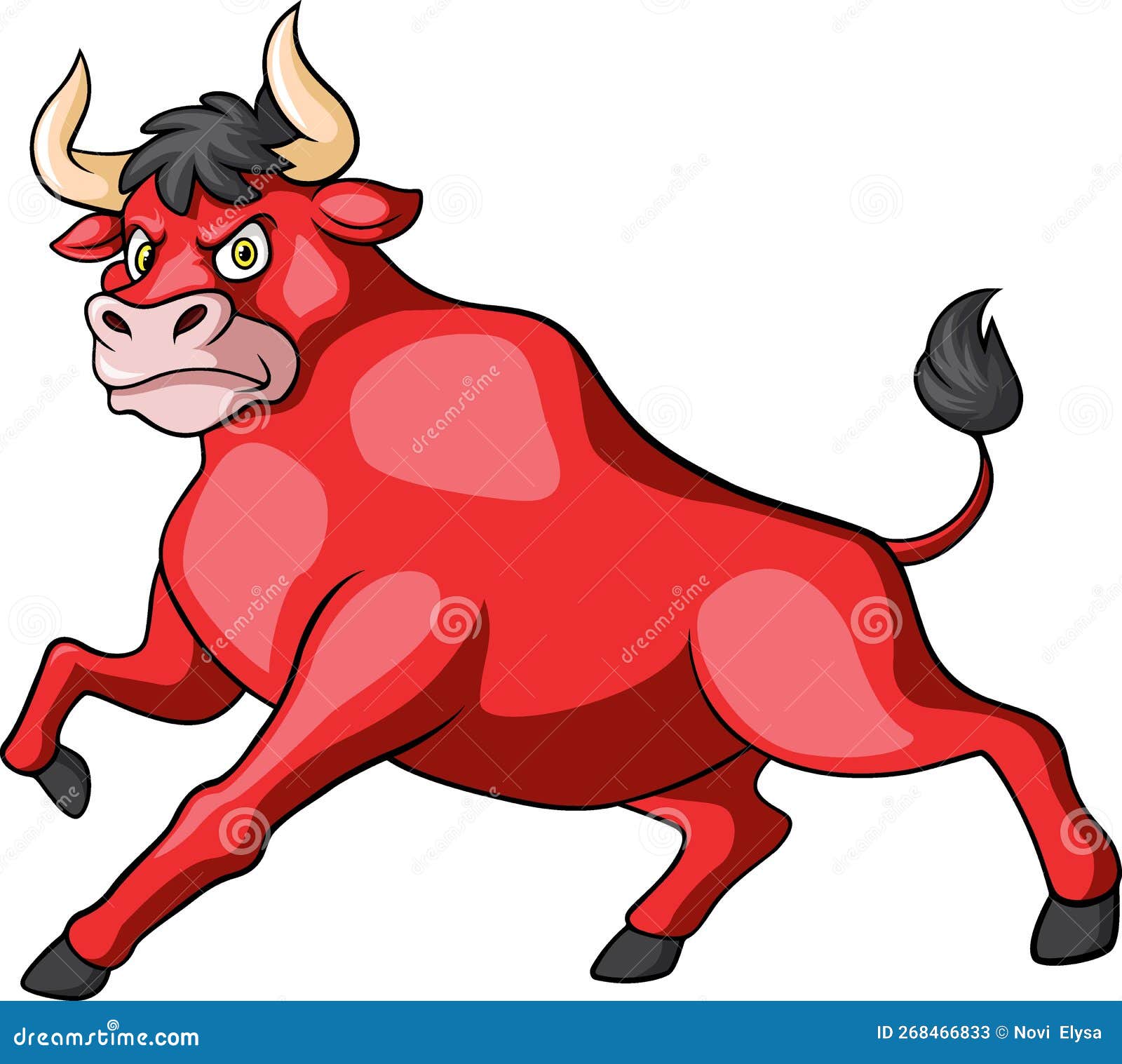 Charging Red Bull Cartoon Character Stock Vector - Illustration of ...