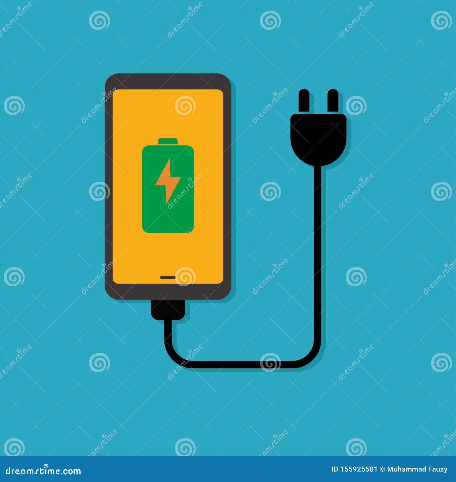 Charging Smartphone Vector with Simple Flat Design Stock Vector ...
