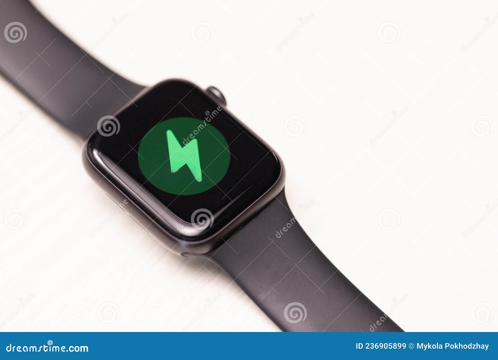 Charging Smartwatch. Closeup of Smart Watch Charging with Wireless ...