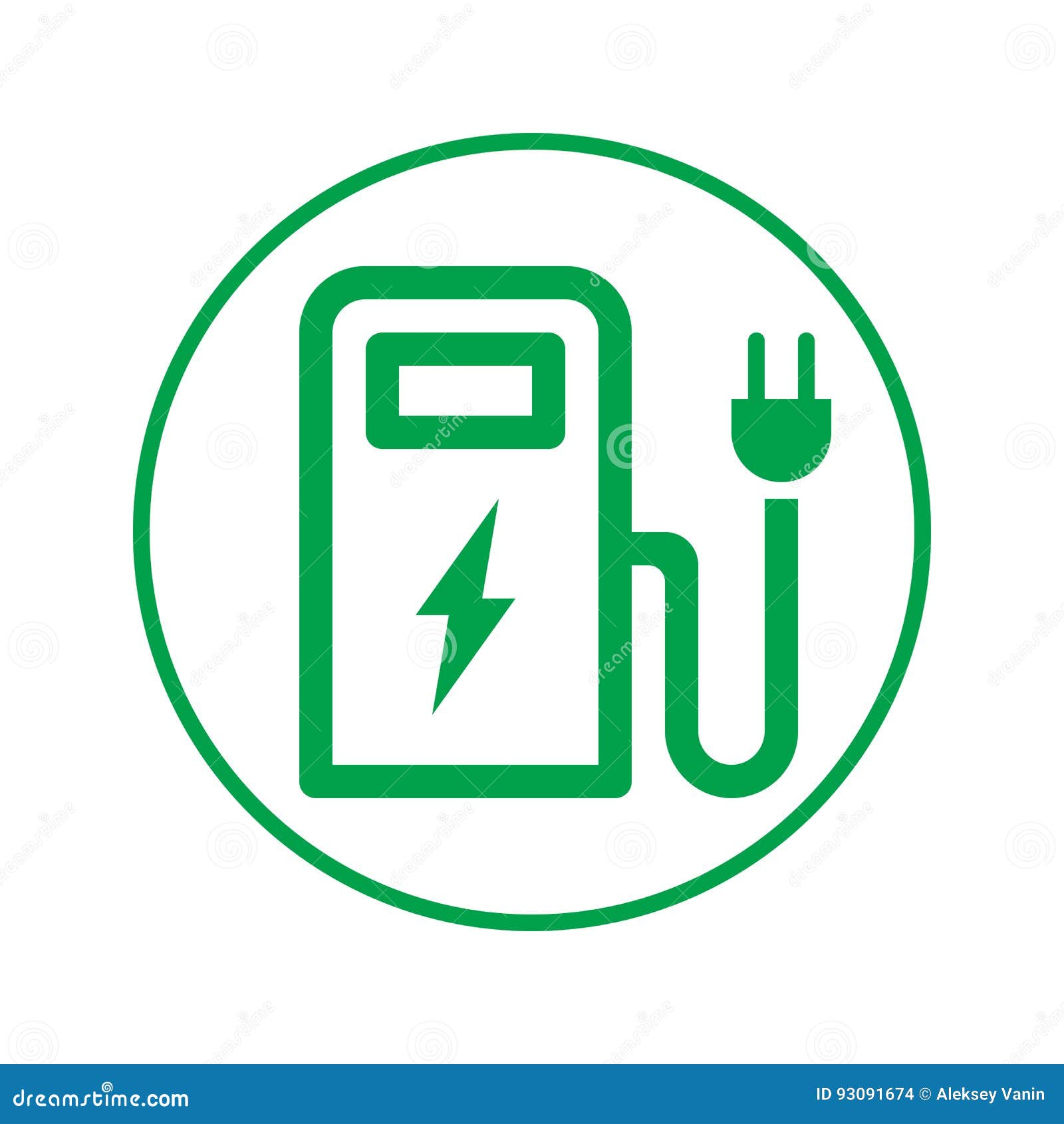 Charging Station Circular Line Icon. Round Sign. Flat Style Vector ...