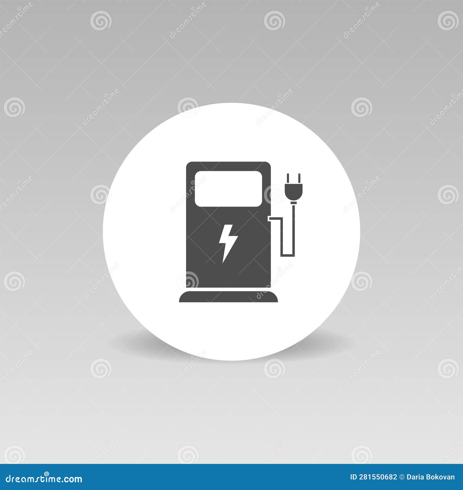 Charging Station for Electric Car Round Icon Stock Vector ...