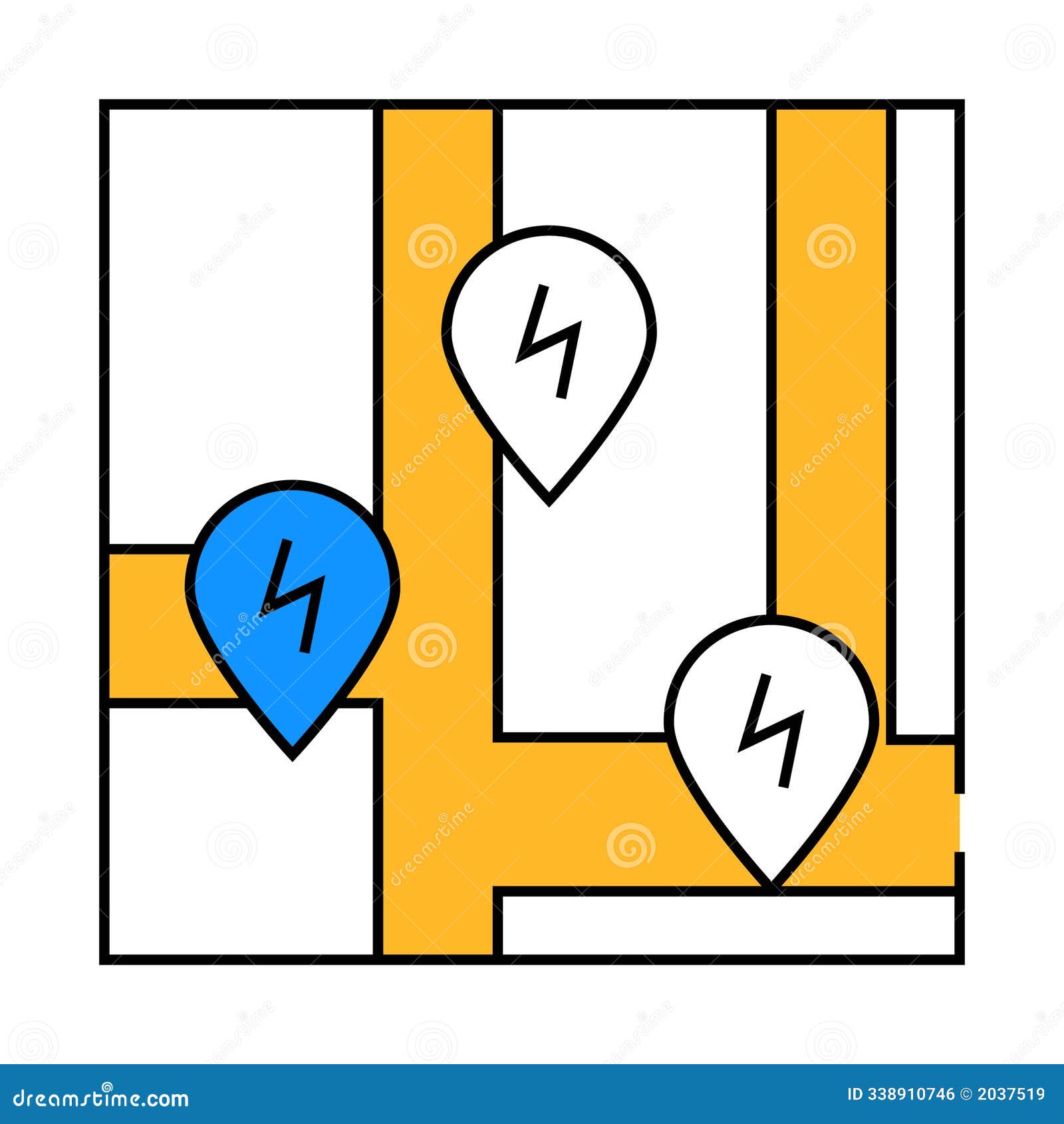 Charging Stations Location on Map Icon Color Illustration Stock Vector ...