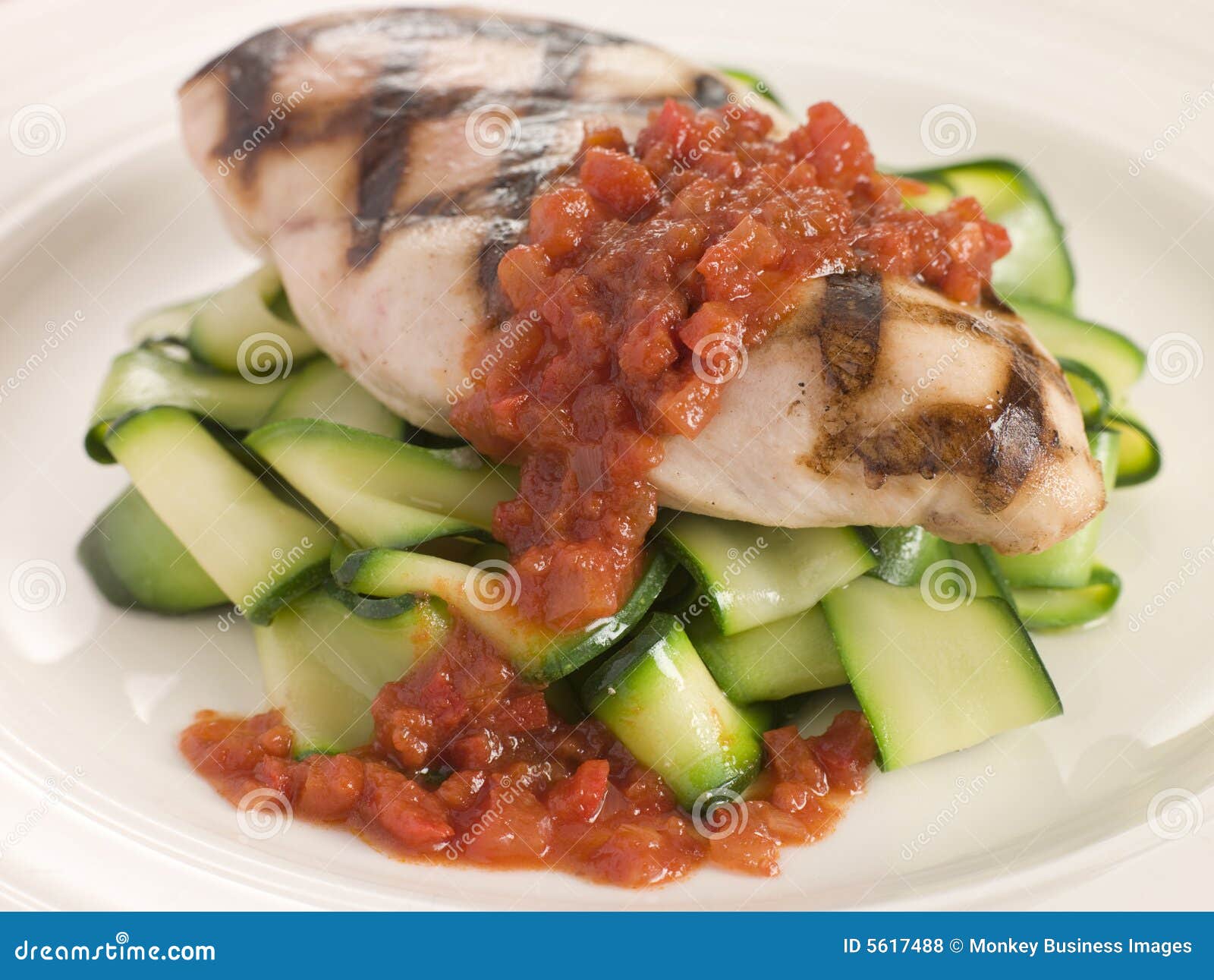 Chargrilled Chicken Breast with Courgette Ribbons Stock Photo - Image ...
