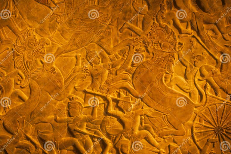 Chariot battle scene stock image. Image of asia, sculpture - 3891307