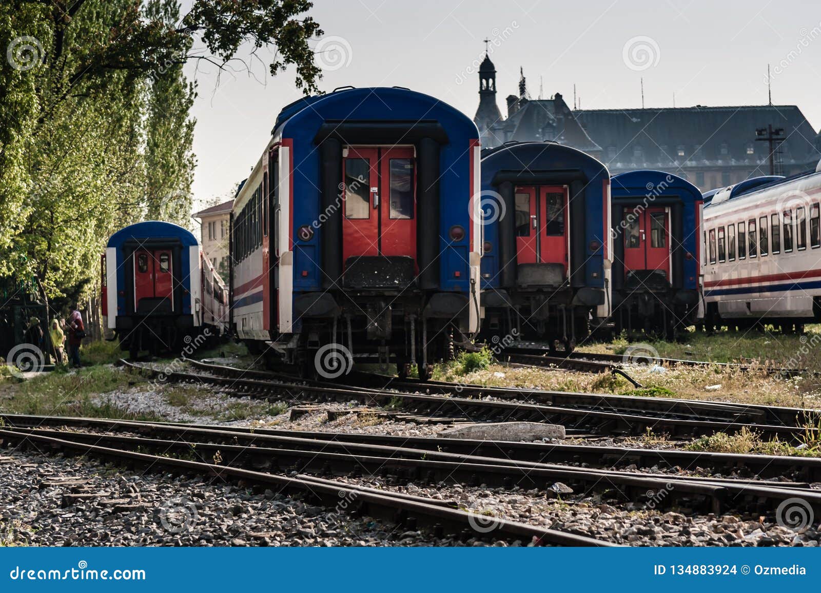 Chariots Interurbains Disponibles De Train Sur Les Rails Image stock ...