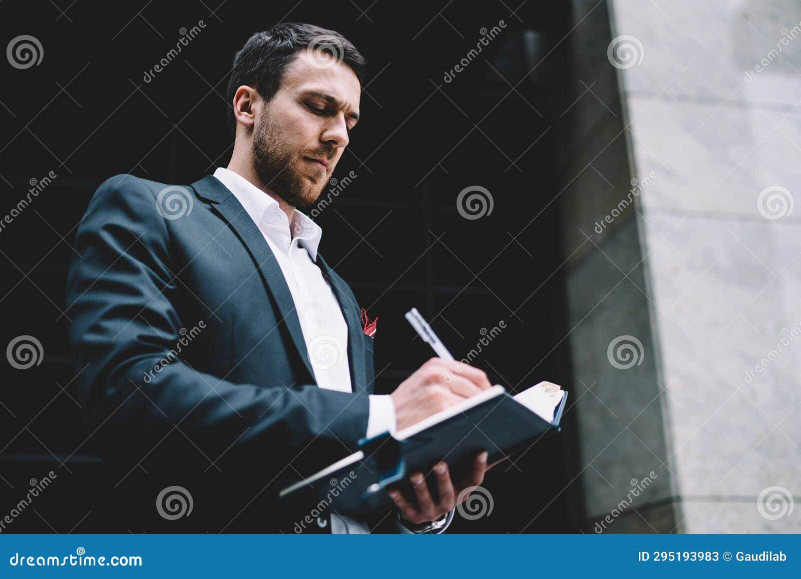Charismatic Boss Writing Notes in Street Stock Image - Image of company ...
