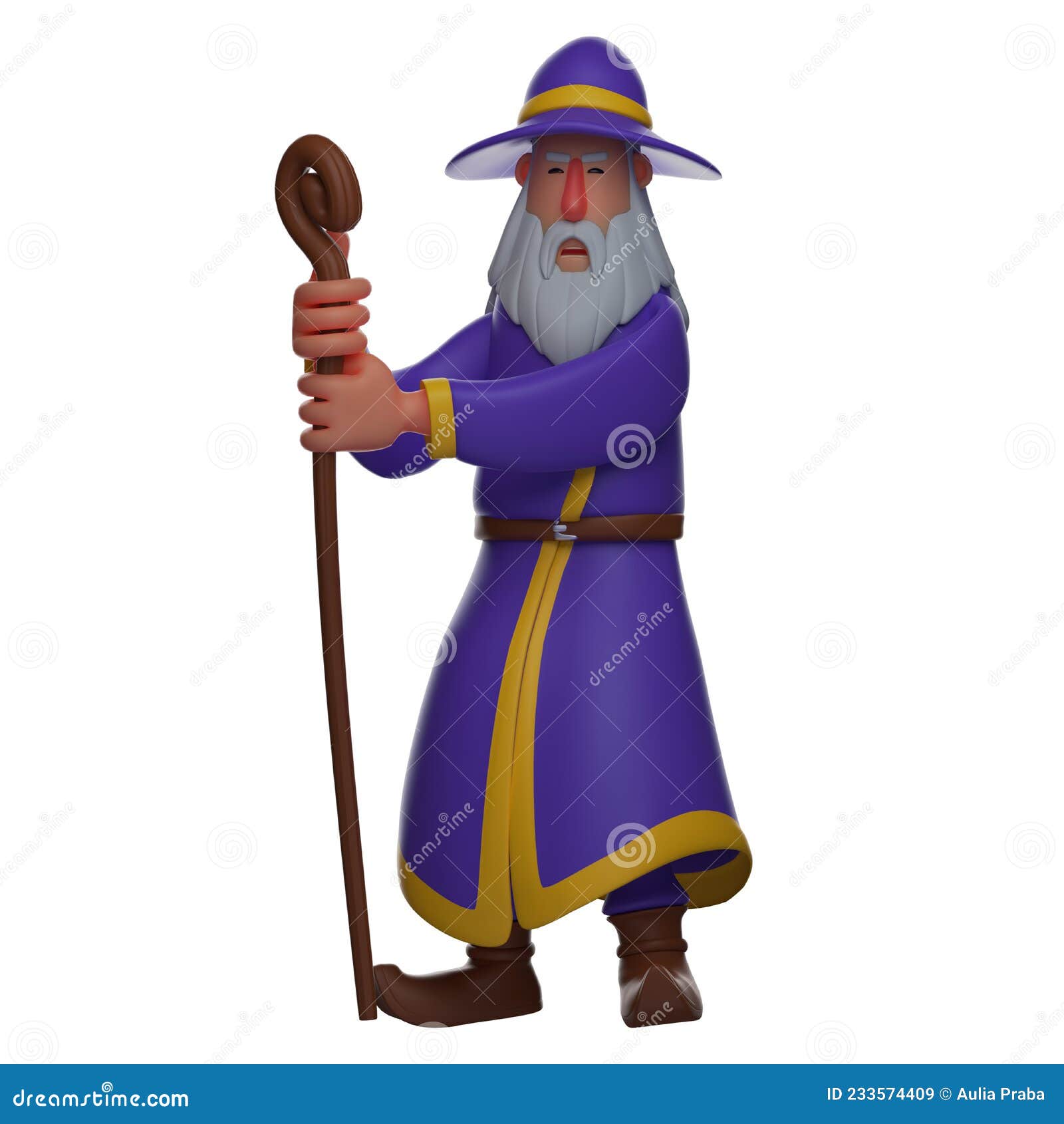 Charismatic 3D Witch Design with a Magic Stick Stock Illustration ...