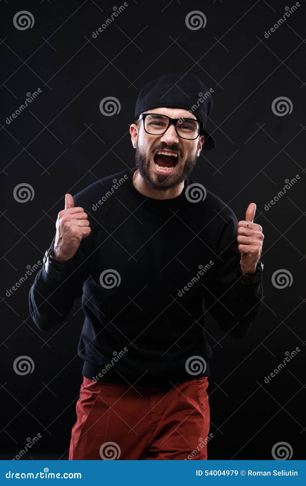 Charismatic Guy in a Black Sweater , Emotions Stock Image - Image of ...