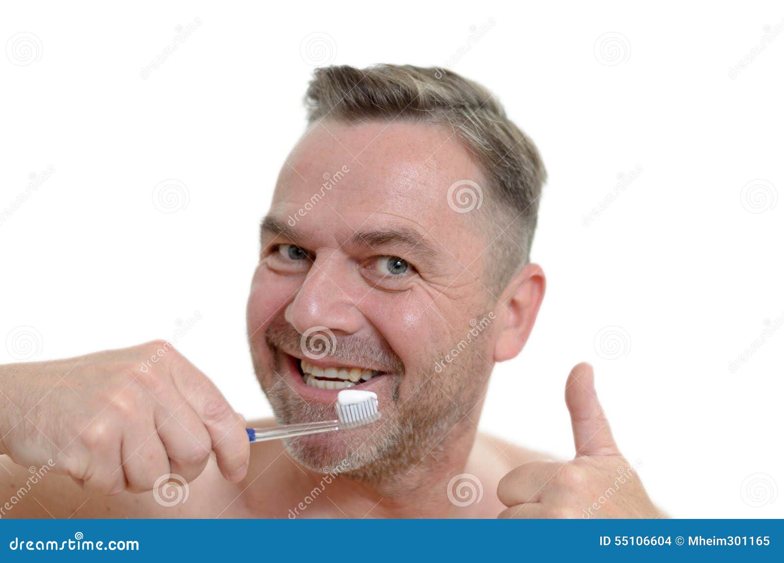 Charismatic Man Cleaning His Teeth Stock Photo - Image of agreement ...