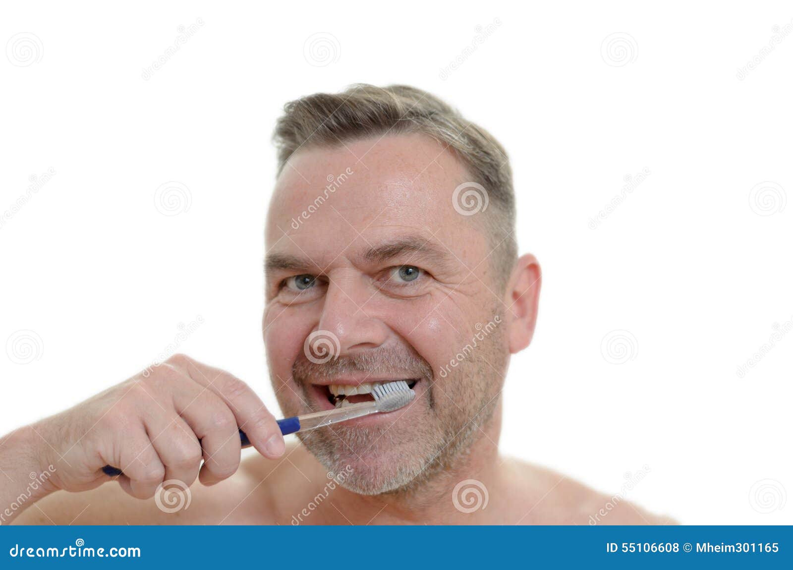 Charismatic Man Cleaning His Teeth Stock Photo - Image of approval ...