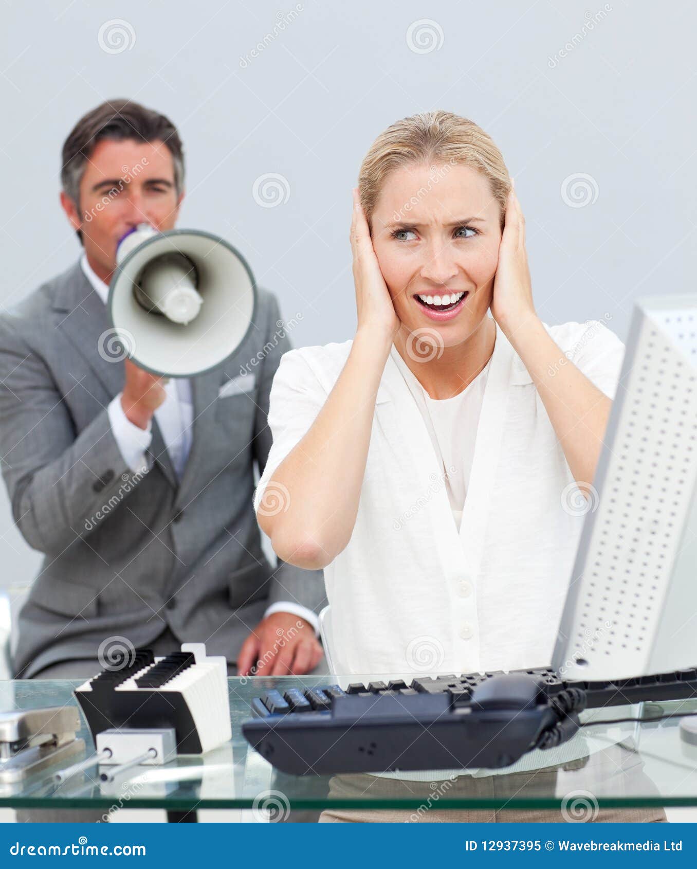 Charismatic Manager Yelling through a Megaphone Stock Image - Image of ...