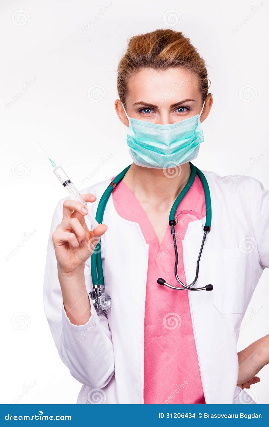Charismatic Young Medic with Syringe Stock Photo - Image of caucasian ...