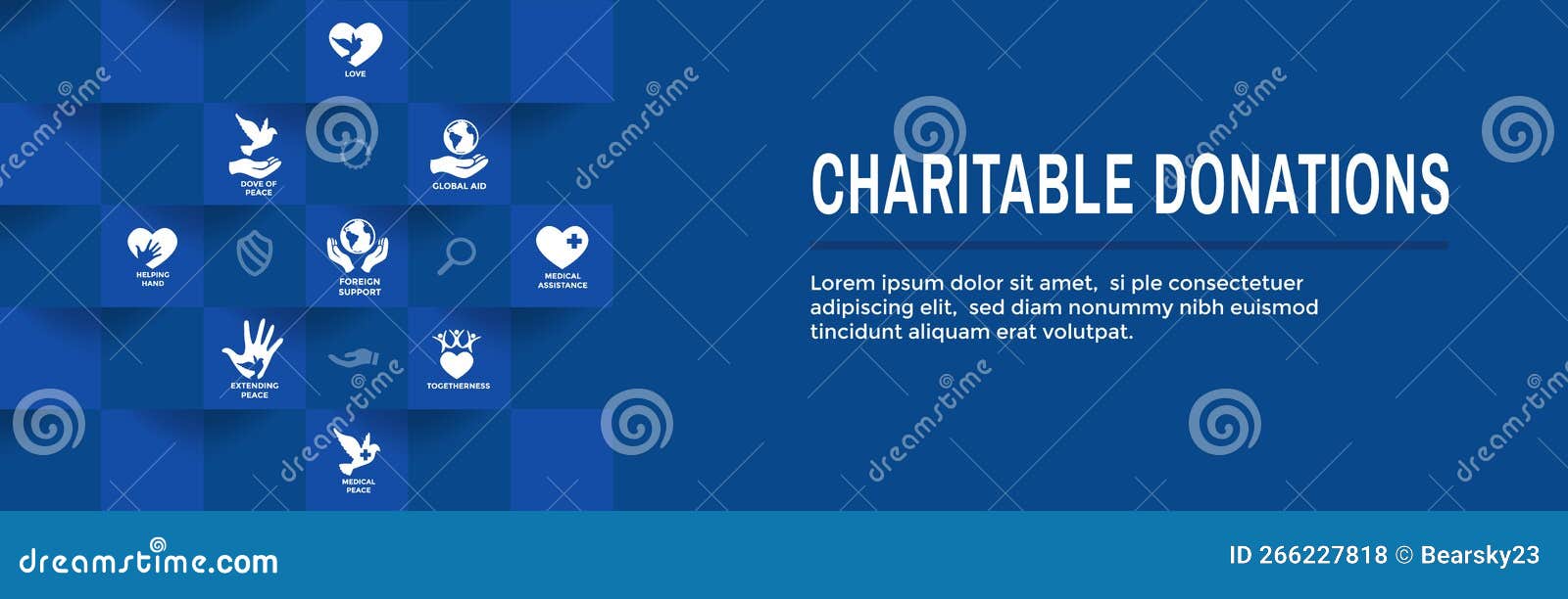 Charitable Giving W Donations Icon Set and Web Header Banner Stock ...