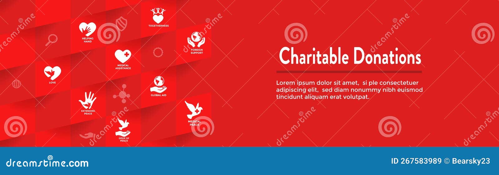 Charitable Giving W Donations Icon Set and Web Header Banner Stock ...
