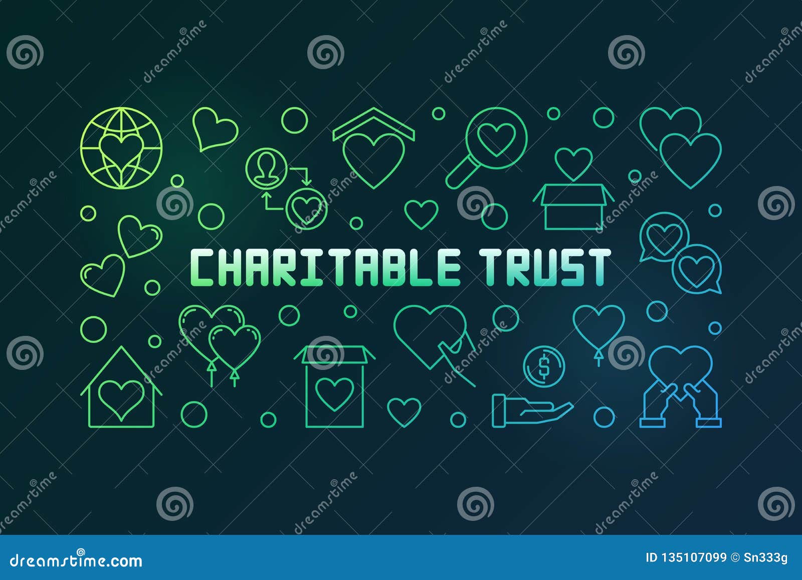 Charitable Trust Vector Colored Line Horizontal Illustration Stock ...
