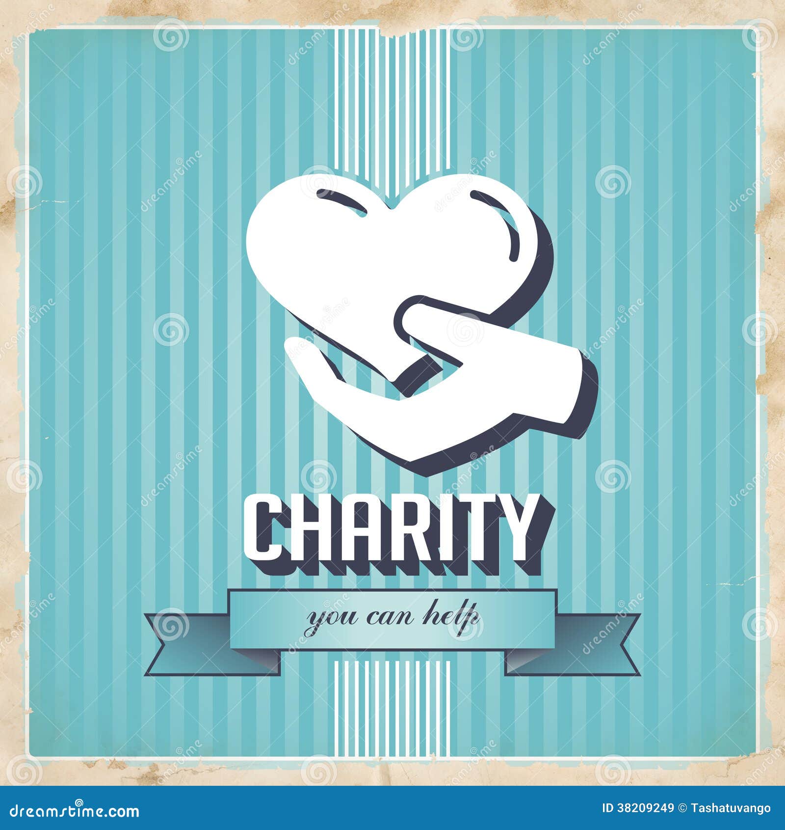 Charity on Blue Striped Background in Flat Design. Stock Illustration ...