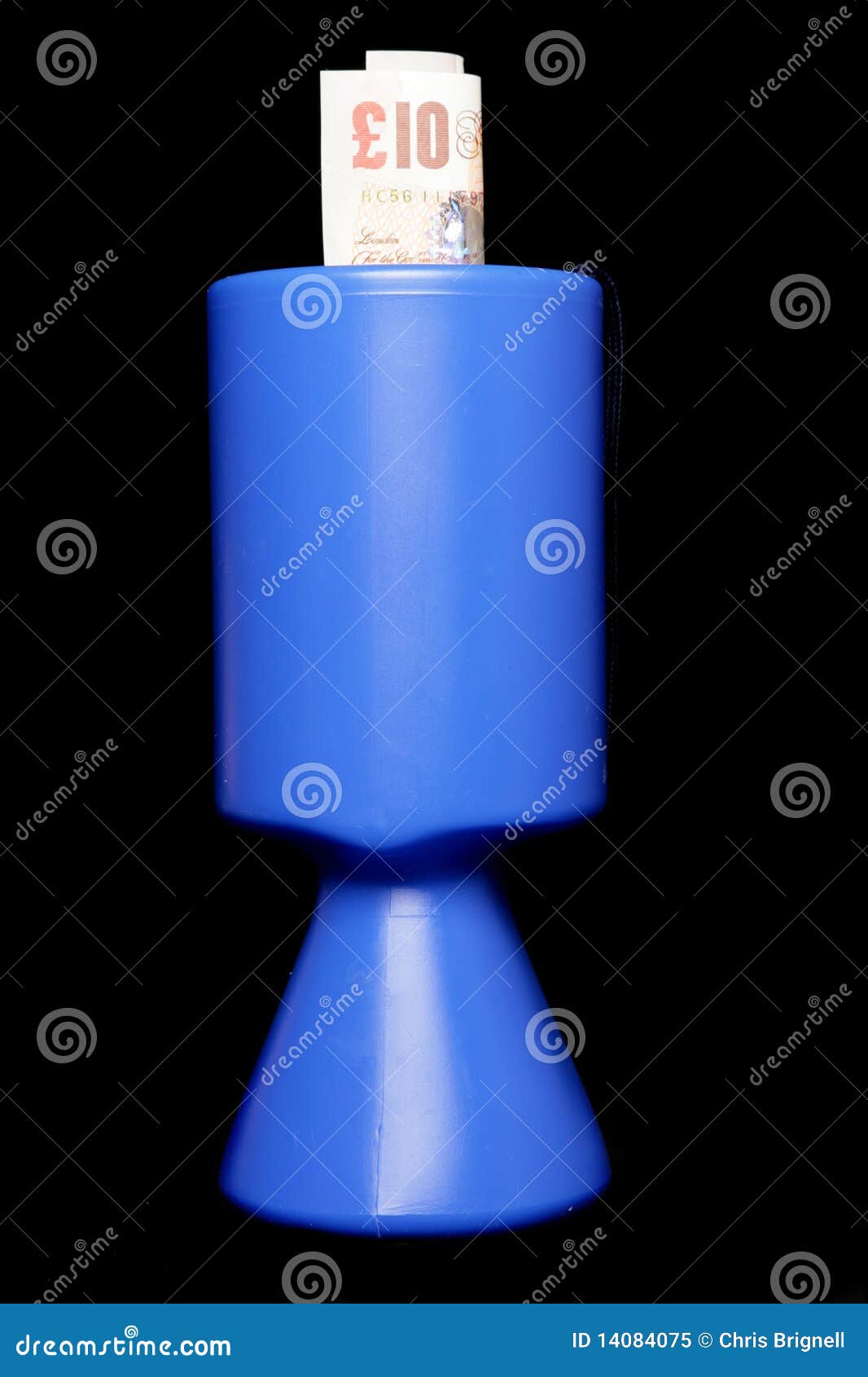 Charity Collection Tin with Ten Pounds Stock Image - Image of fund ...