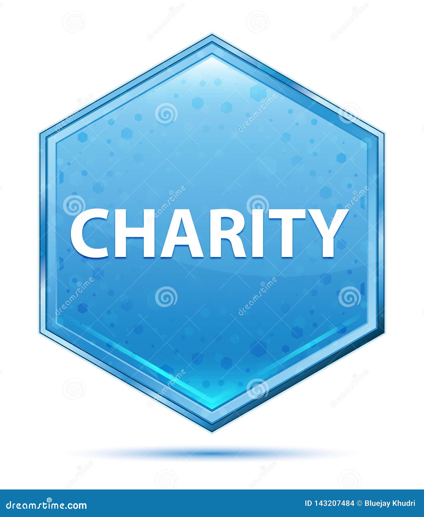 Charity Crystal Blue Hexagon Button Stock Illustration - Illustration ...