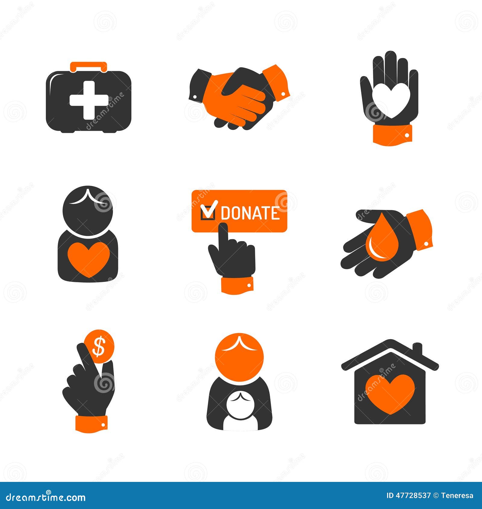 Charity and donation icons stock vector. Illustration of isolated ...