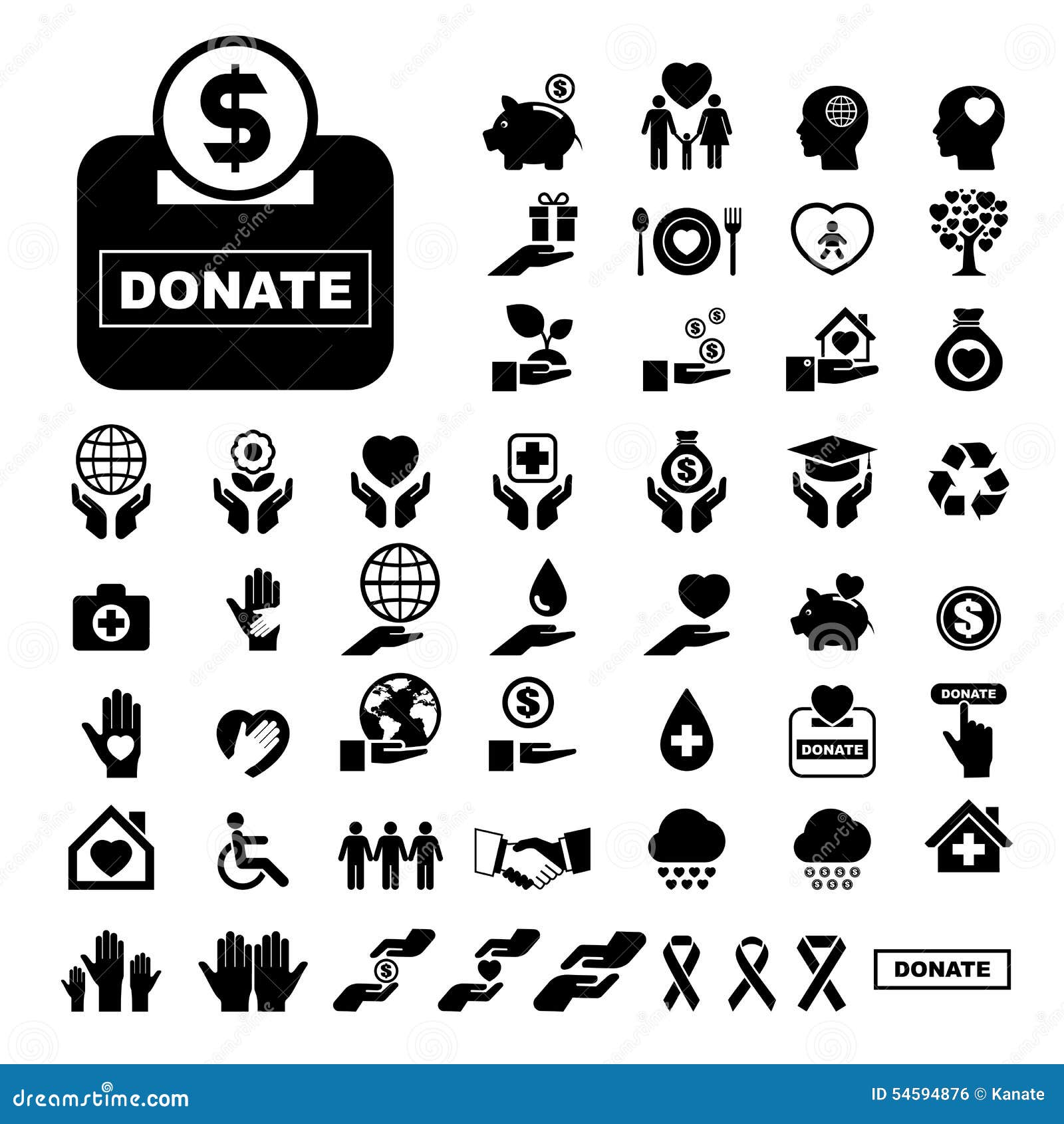 Charity and Donation Icons Set Stock Vector - Illustration of ...