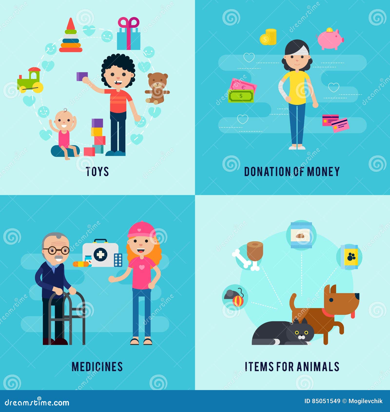 Charity Flat Line Icons Set. Donation, Nonprofit Organization, NGO ...