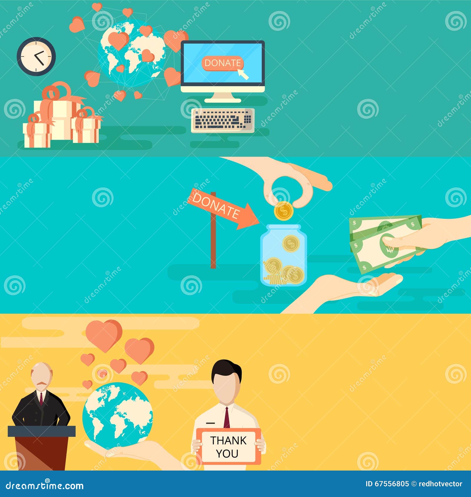 Charity Horizontal Banners Set Stock Vector - Illustration of ...