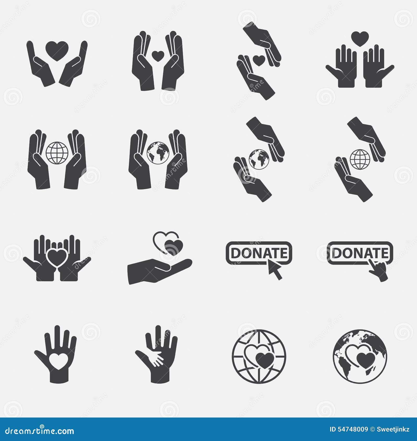 Charity icon set.vector. stock vector. Illustration of icon - 54748009