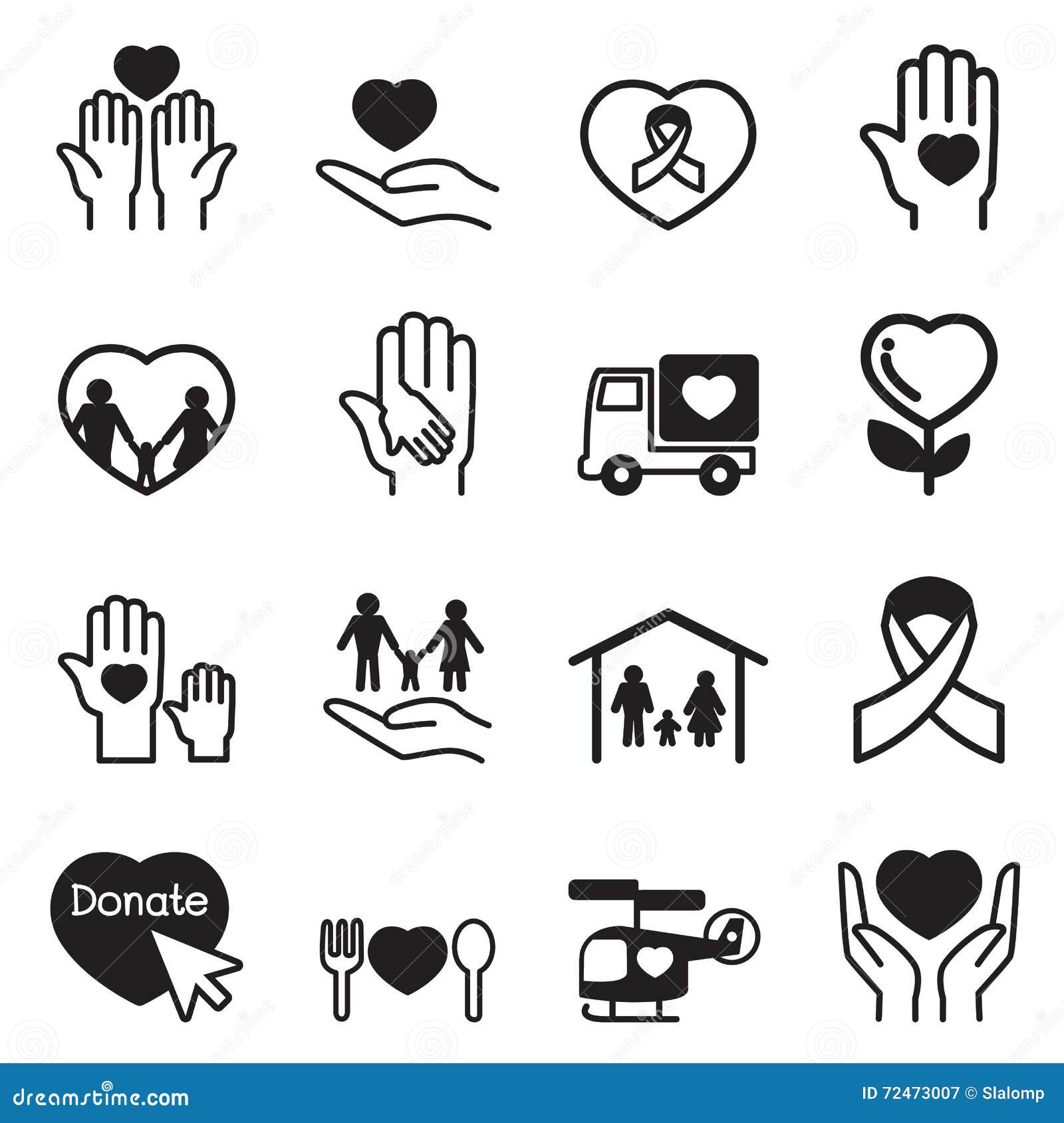 Charity icons Set stock vector. Illustration of icons - 72473007