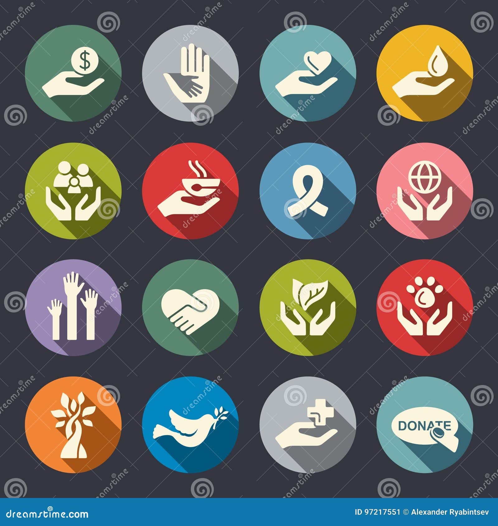 Charity icons stock vector. Illustration of isolated - 97217551