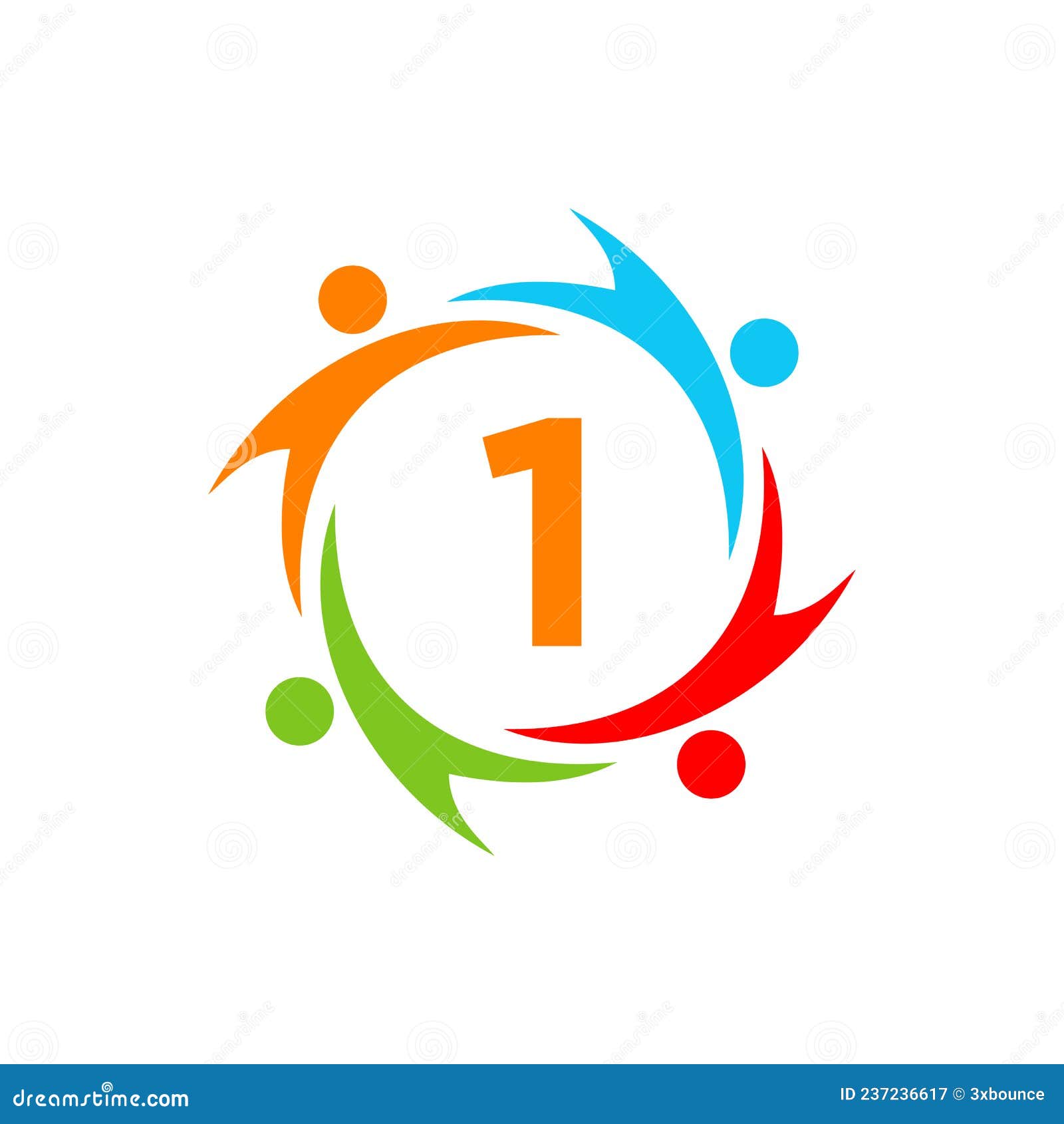 Charity Logo Template on Letter 1, Initial Unity Foundation Human Logo ...