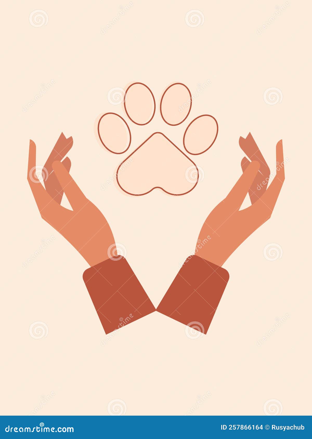 Paw of a Cat or Dog. Caring for Pets. Charity Paw. Symbol of Helping ...