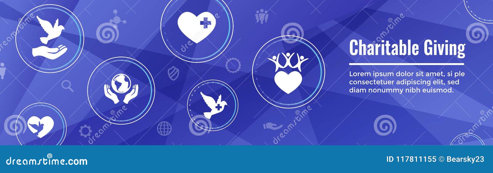 Charity and Relief Work - Charitable Giving Web Banner with Icon Stock ...