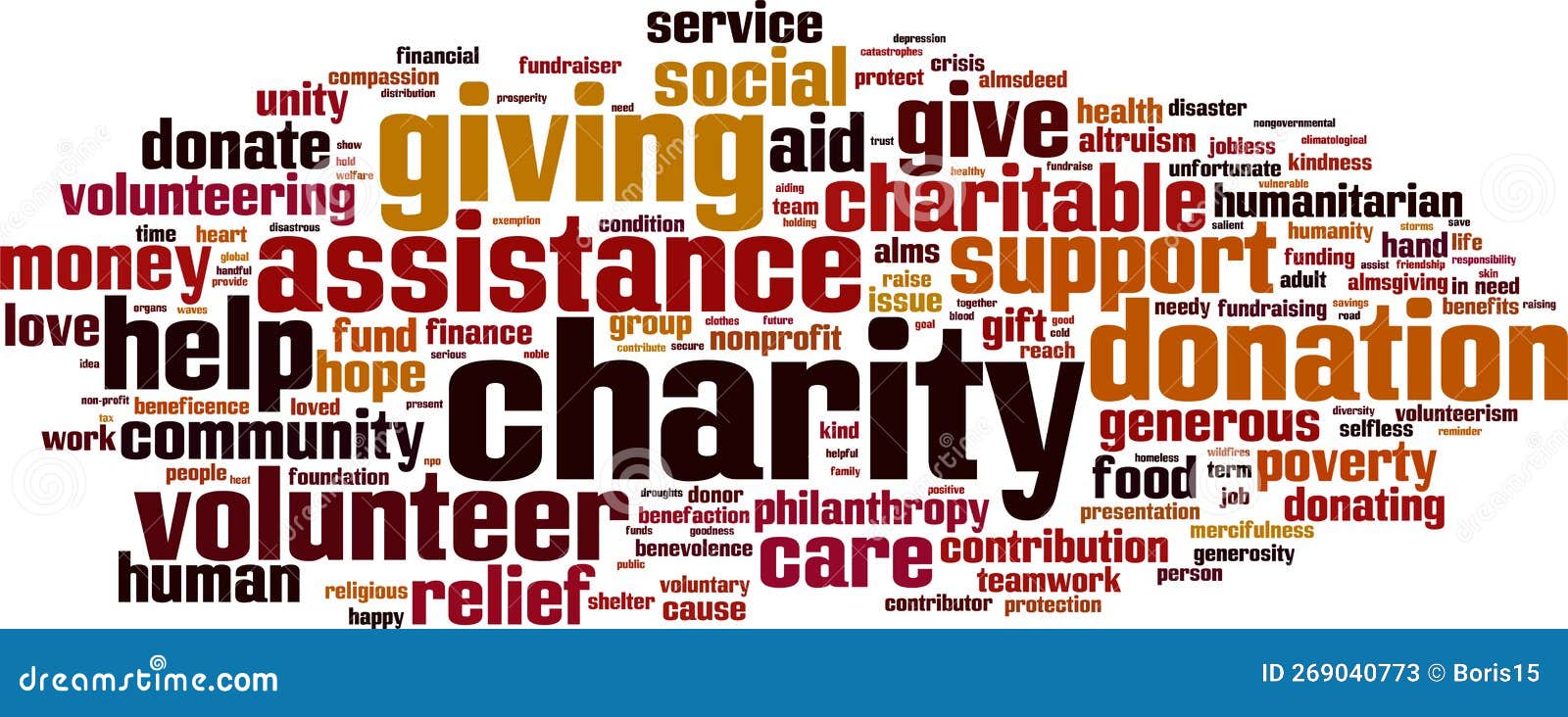 Charity word cloud stock vector. Illustration of give - 269040773