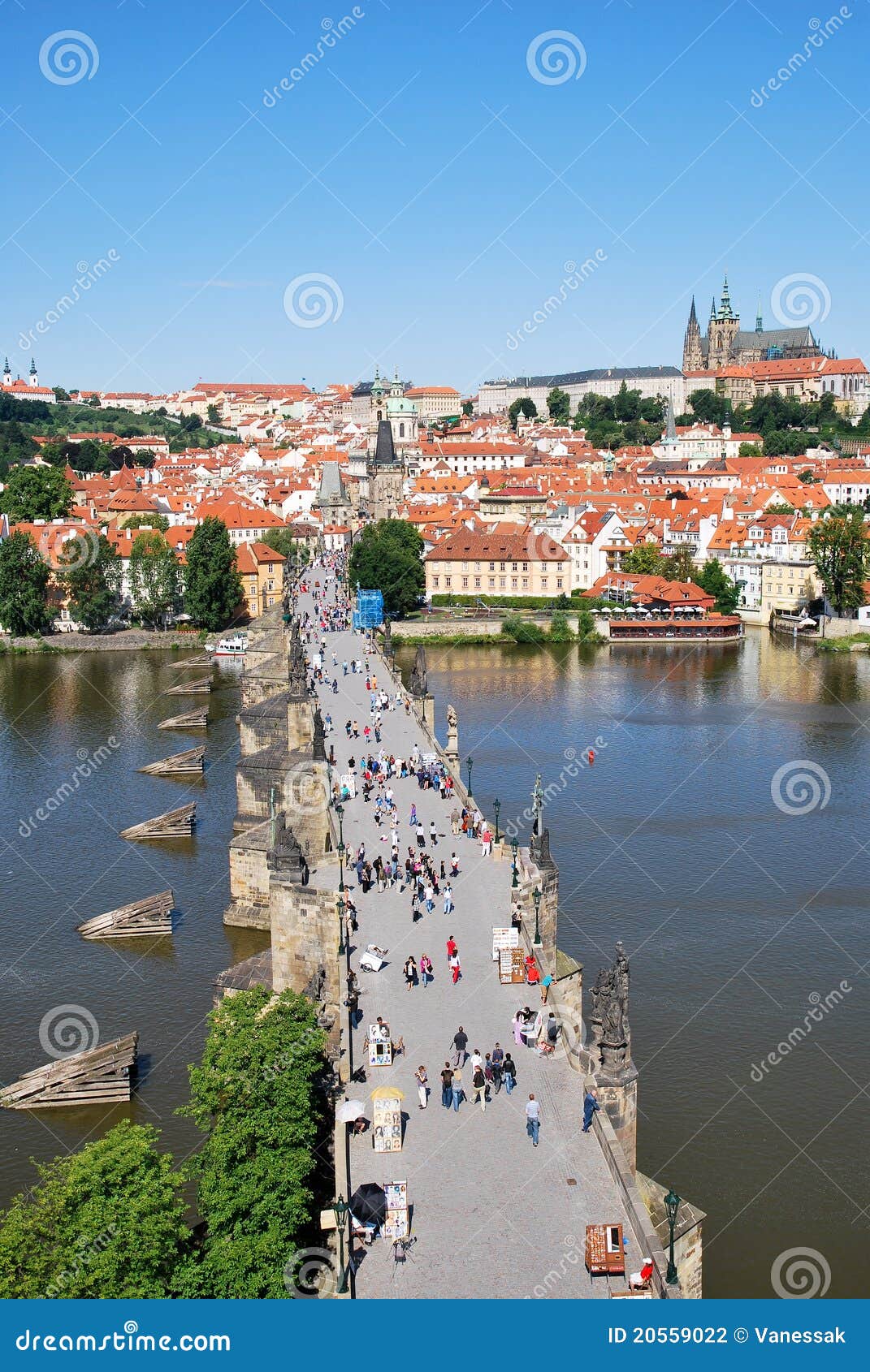 Charles Bridge and Castle of Prague Stock Photo - Image of panorama ...