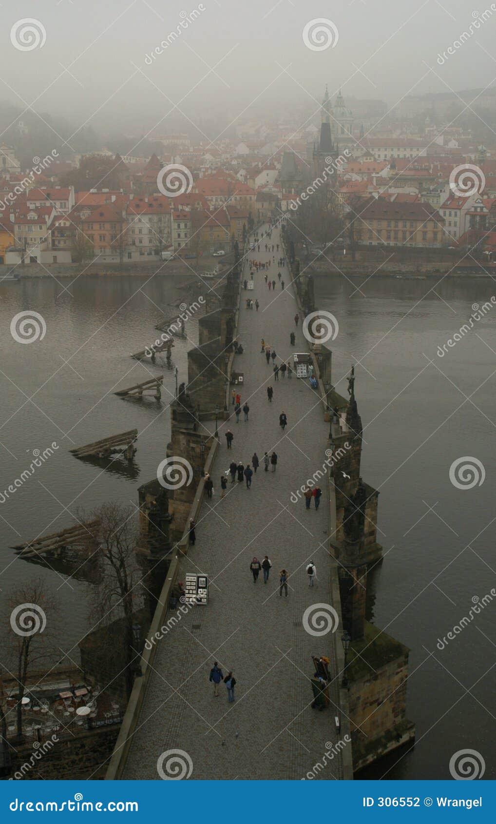 Charles Bridge in the Fog stock photo. Image of haze, river - 306552