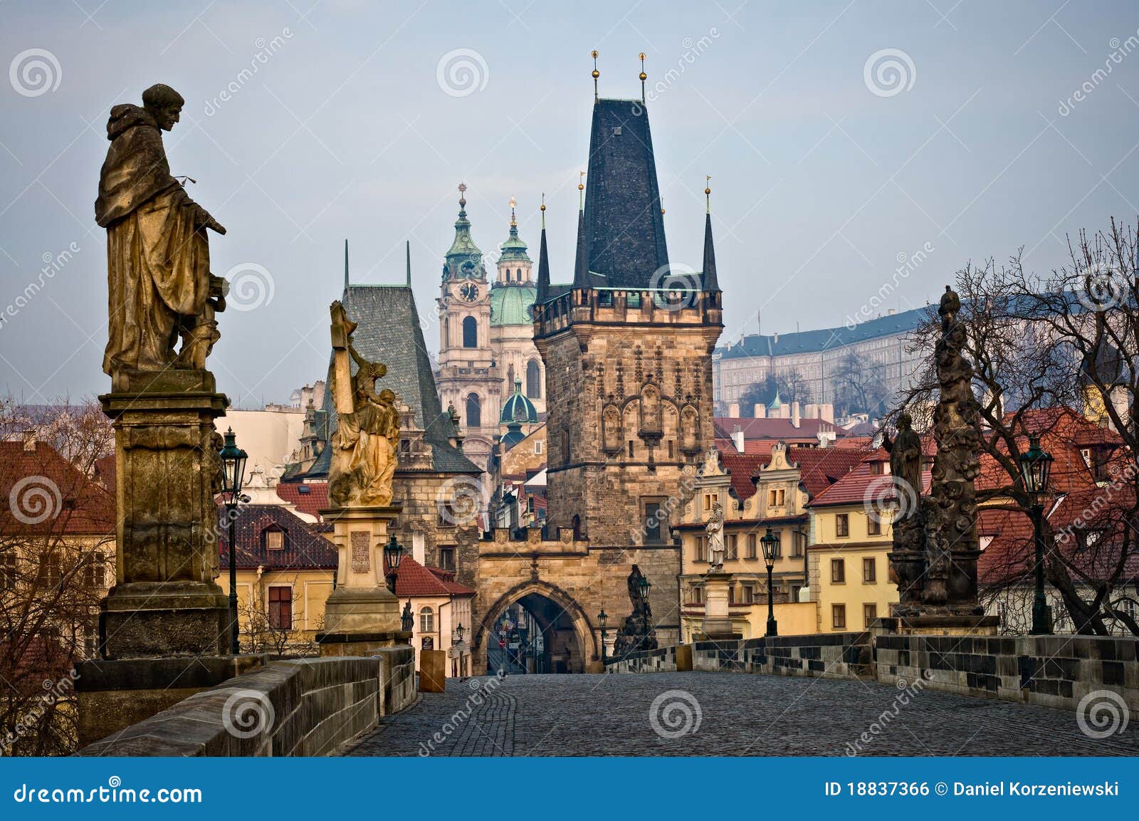 Charles Bridge Lesser Tower in Prague Stock Photo - Image of city ...