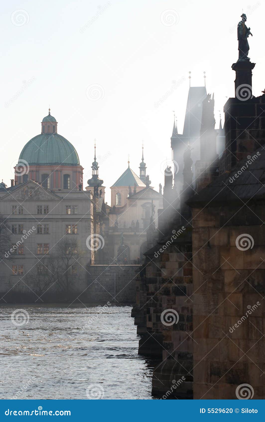 Charles Bridge in the Morning Stock Photo - Image of gothic, national ...